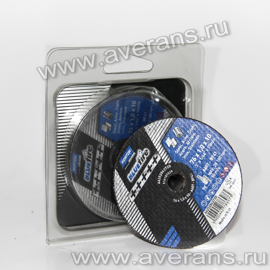 Круг отрезной BlueFire NORTON NI41, 76х1,0х10,0 мм, мет./нерж.